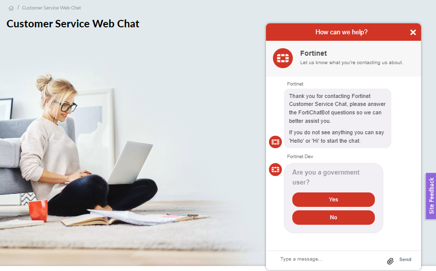 Customer Service Web Chat | FortiCloud Services 25.2.0 | Fortinet Document Library